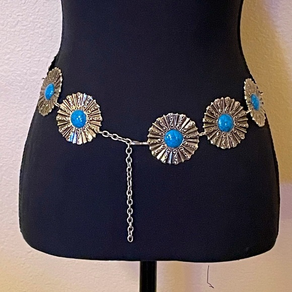 None | Accessories | Western Style Silver And Turquoise Belt | Poshmark